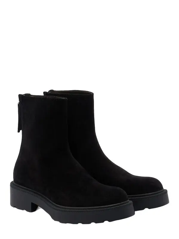 THE ROW Nobilis Suede Ankle Boots - Black