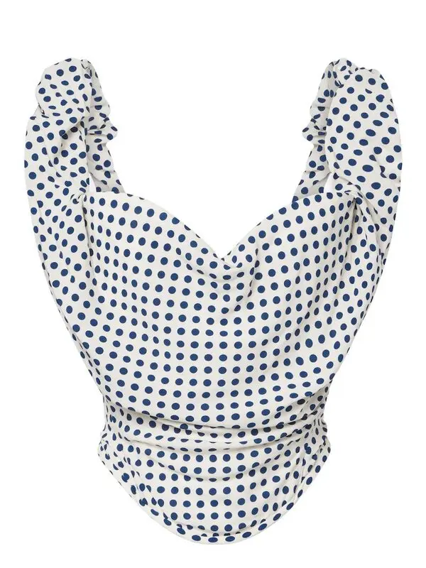 VIVIENNE WESTWOOD Blue Polka Dots Bustier Top - White
