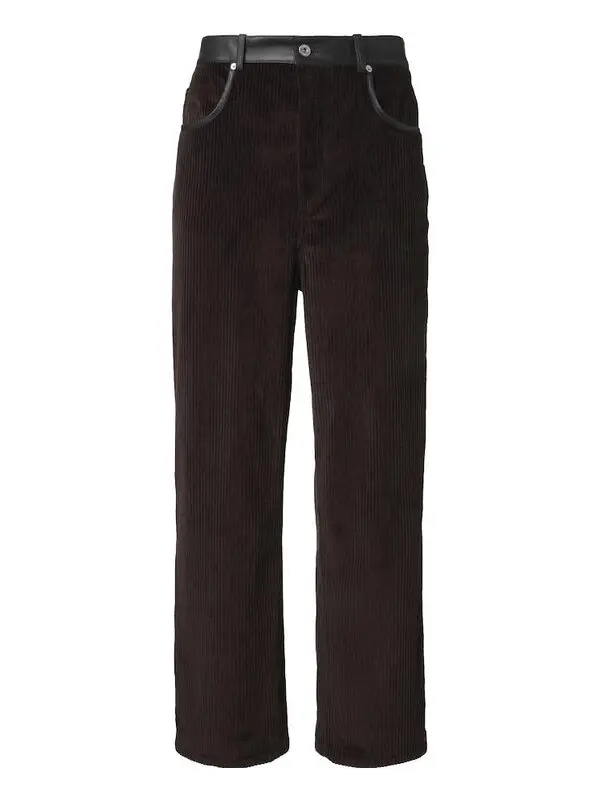 Bottega Veneta Leather-trimmed Cotton Corduroy Pants - Brown