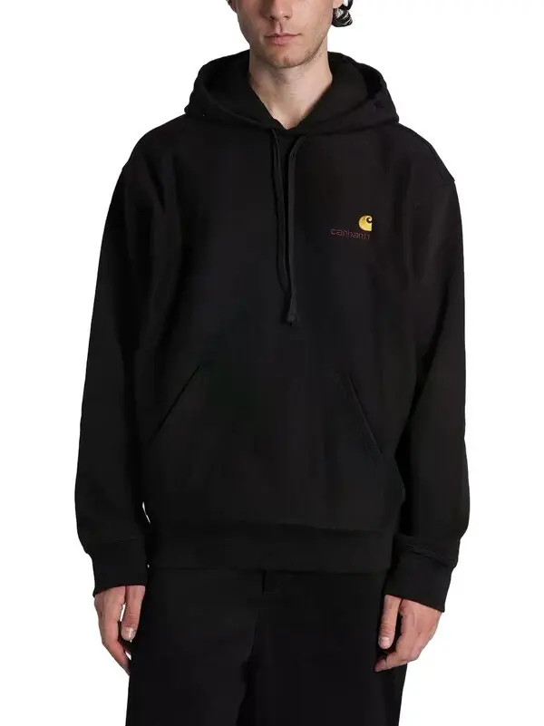 Carhartt Work In Progress Logo Embroidered Hoodie - Black
