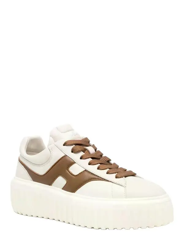 Hogan Platform H-logo Leather Sneakers - Neutrals