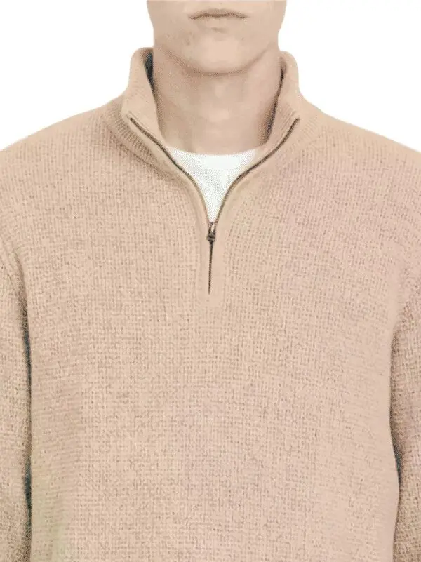 Vince Quarter-zip Waffle Knit Sweater - Neutrals