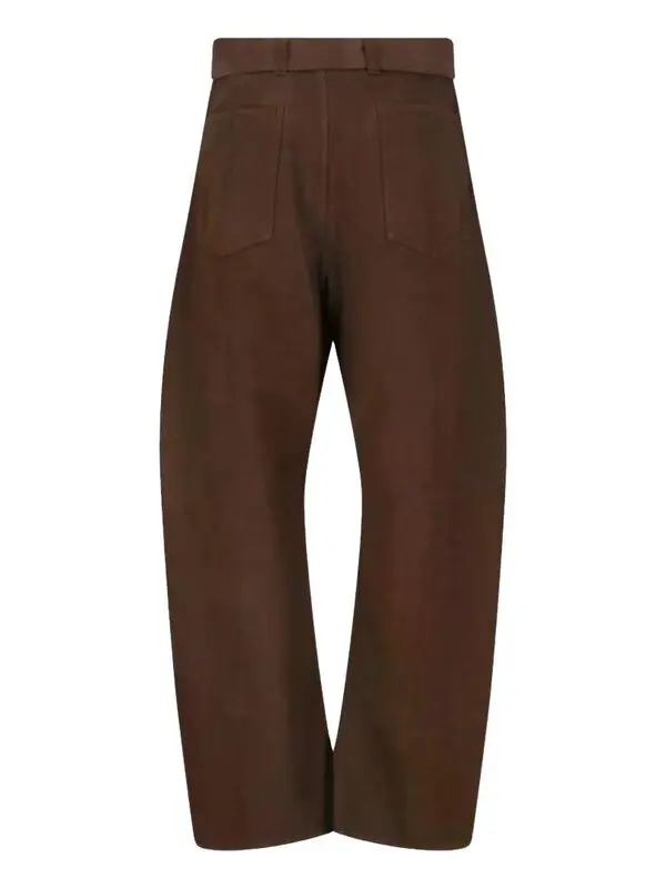 LEMAIRE Belted Curved-leg Trousers - Brown