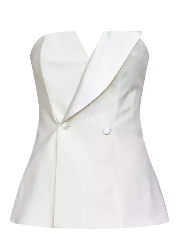P.a.r.o.s.h Strapless Double-breasted Top - White