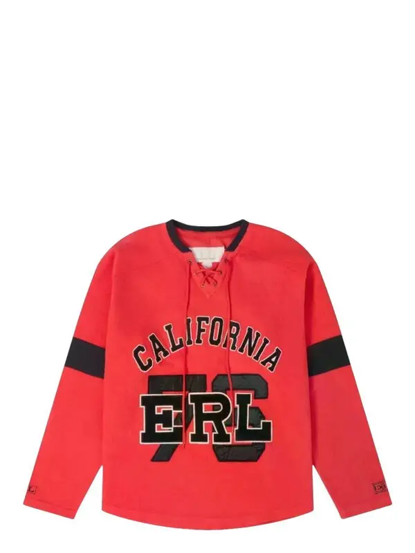 ERL Logo Embroidered Lace-up Sweater - Red