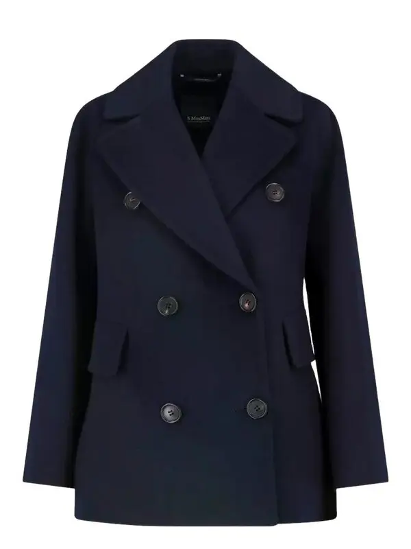 Max Mara Double-breasted Virgin Wool Jacket - Blue
