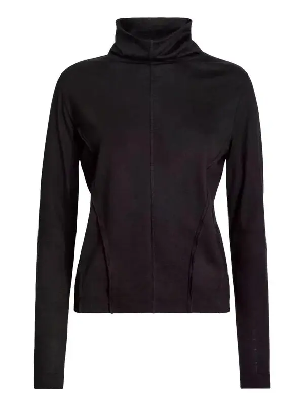 High Deflect Exposed-seam Long-sleeved Turtleneck T-shirt - Black
