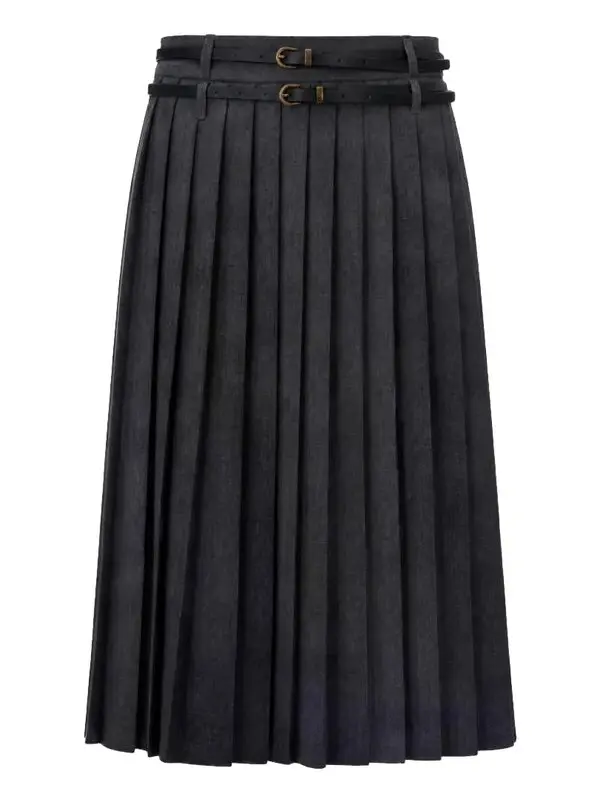 Liu Jo Belted Pleated Midi Skirt - Grey