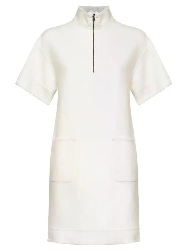 Max Mara Frayed-edge Quarter-zip Mini Dress - Neutrals