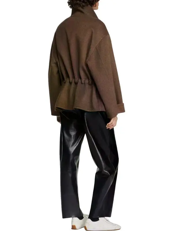 Sandro Double-faced Wool Standing Collar Coat - Brown