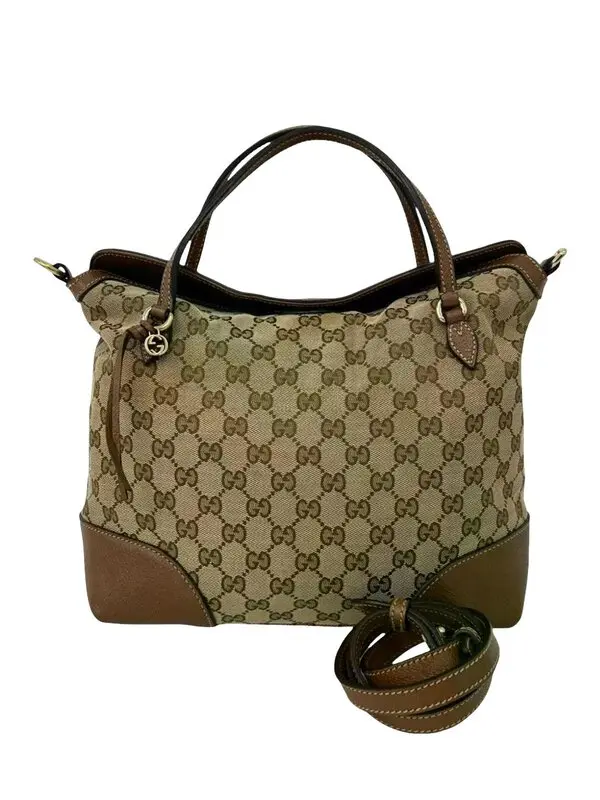 Gucci Gg Canvas Bree Fold Over Tote Satchel - Neutrals