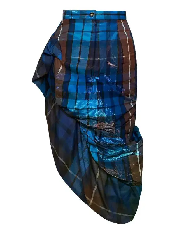 VIVIENNE WESTWOOD Buchanan Tartan Ruffled Midi Skirt - Blue