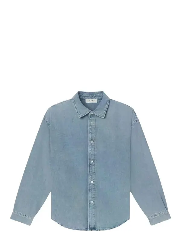 FRAME Faded-effect Long-sleeve Denin Shirt - Blue