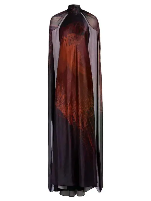 Silvia Tcherassi Sabina Cape-detail Maxi Dress - Blue