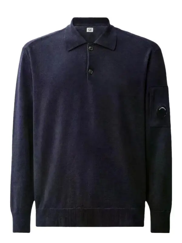 C.P. COMPANY Extrafine Merino Wool Lens Polo Sweater - Blue