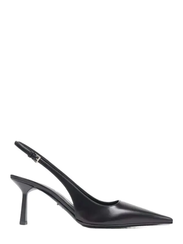 Prada Brushed Leather Pointed Toe Slingback Pumps - Black