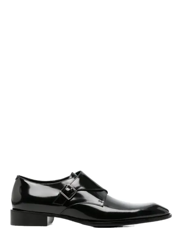 Saint Laurent Connor Buckle-fastening Leather Oxford Shoes - Black