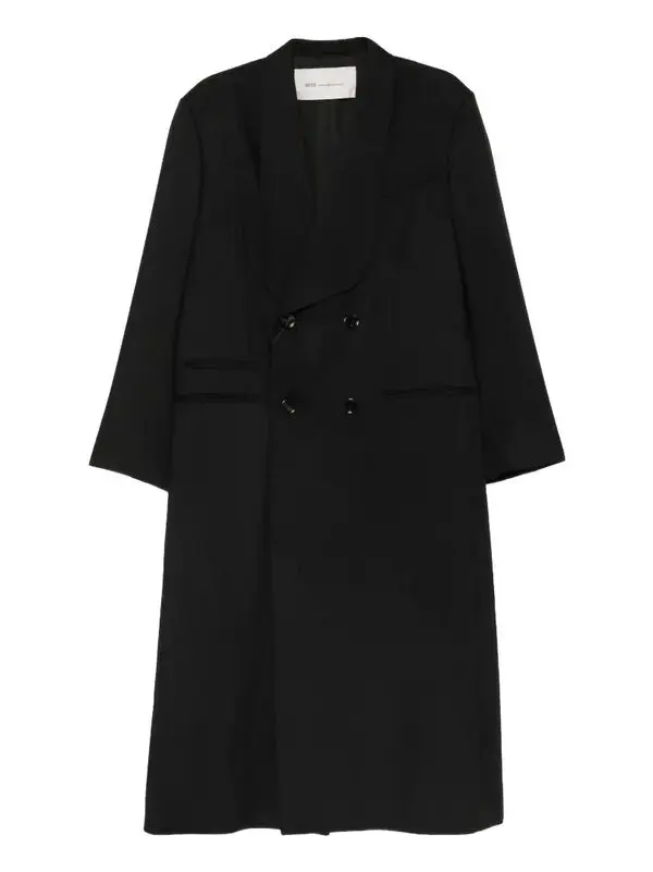 AMI Paris Double-breasted Shawl-collar Coat - Black
