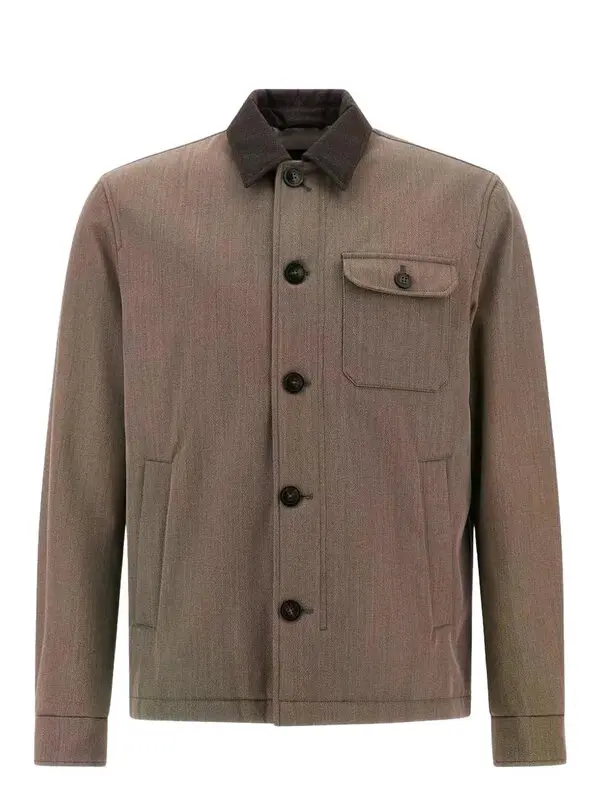 Herno Fine-wool Chest-pocket Button-up Shirt Jacket - Brown