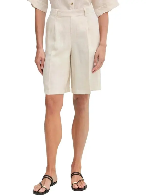OUI Pleated Linen Shorts - Neutrals