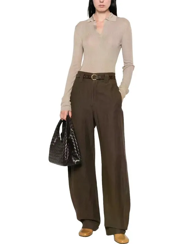 Max Mara Ribbed-knit Polo Sweater - Neutrals