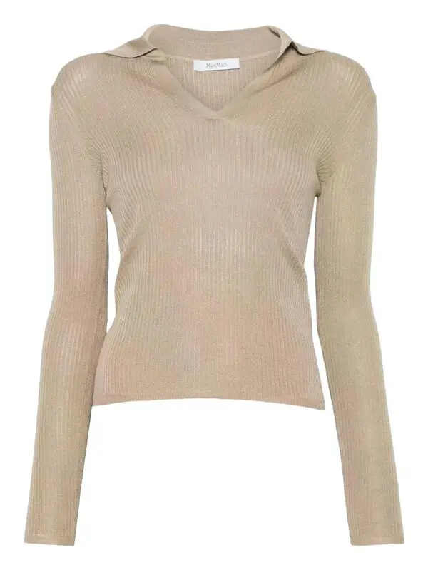 Max Mara Ribbed-knit Polo Sweater - Neutrals