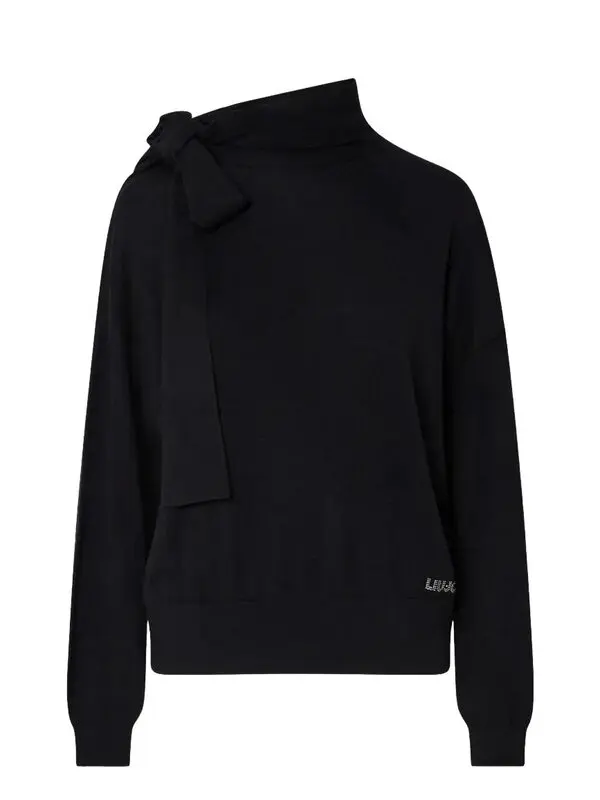 Liu Jo Logo-embellished Scarf-detail Sweatshirt - Black