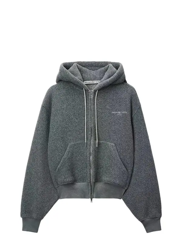 Alexander Wang Shrunken Zip-up Hoodie - Grey
