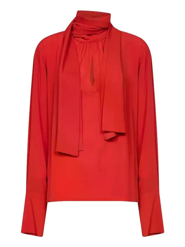 P.a.r.o.s.h Long-sleeved Blouse With Tie Neck Detail - Red