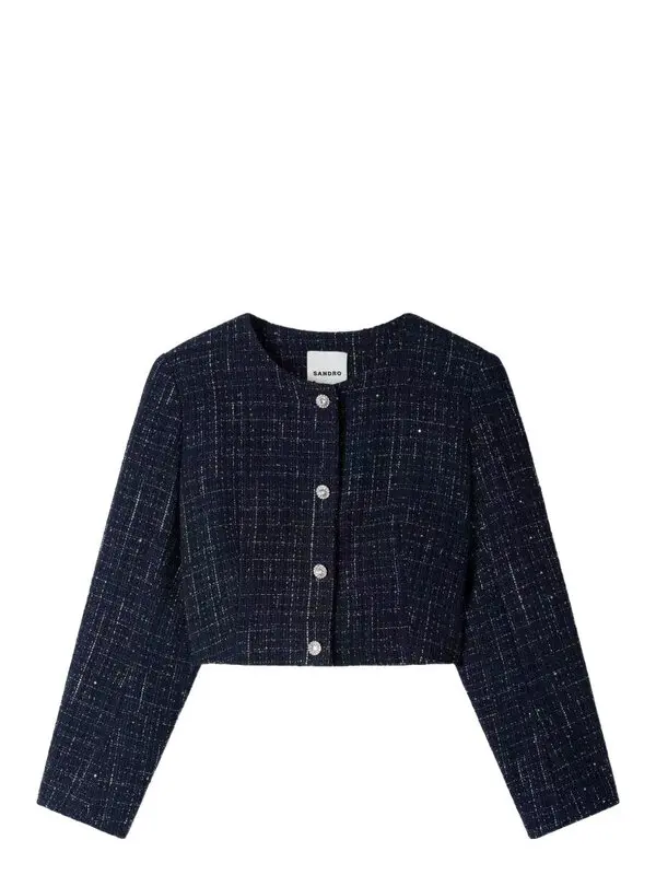Sandro Tweed-effect Cropped Jacket - Blue