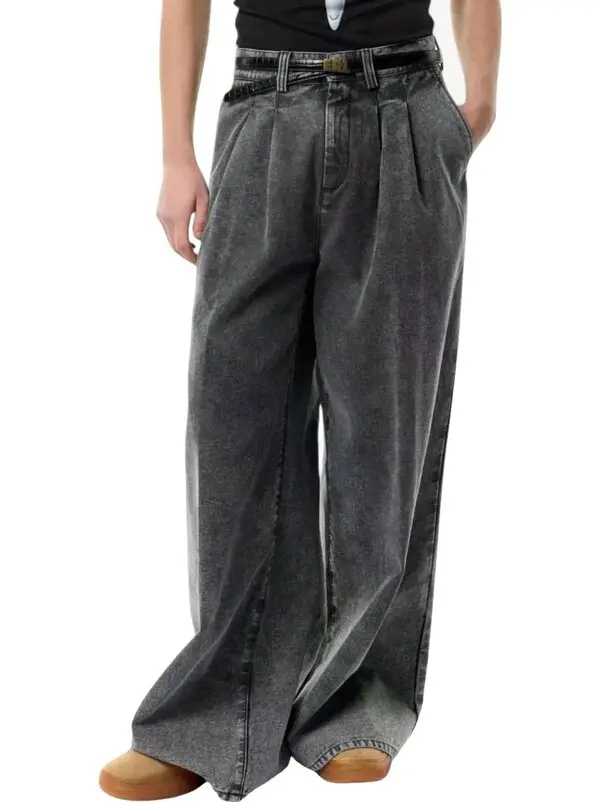 ERL Pleated Wide-leg Jeans - Black