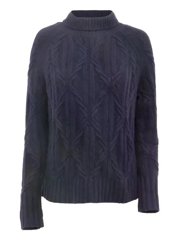 NILI LOTAN Navy Cashmere Cable-knit Roll-neck Sweater With Raglan Sleeves - Blue