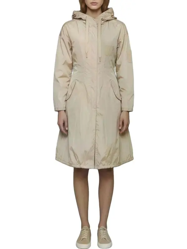 Prada Smocked Zip-up Raincoat - Neutrals