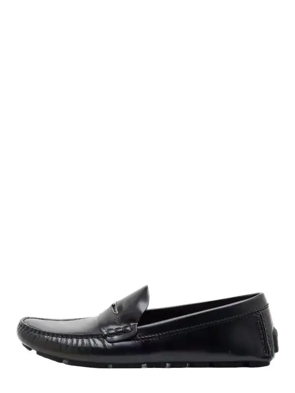 LOUIS VUITTON Logo-embossed Leather Loafers - Black