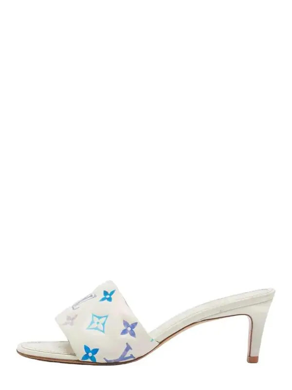 LOUIS VUITTON Revival Monogram Leather Heeled Sandals - White