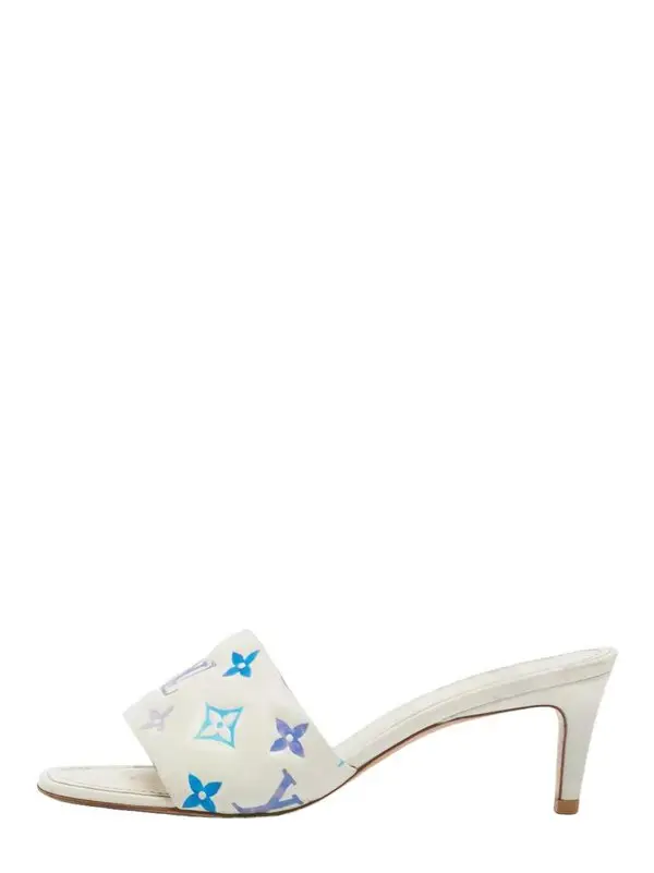 LOUIS VUITTON Revival Monogram Leather Heeled Sandals - White