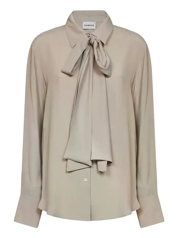 P.a.r.o.s.h Pussy-bow Long-sleeve Shirt - Neutrals