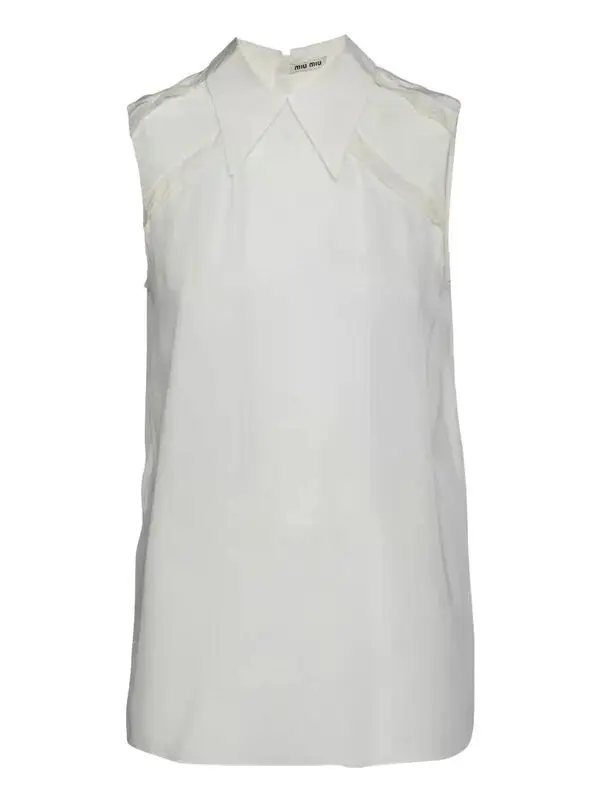 Miu Miu Sleeveless Top With Lace Trim - White