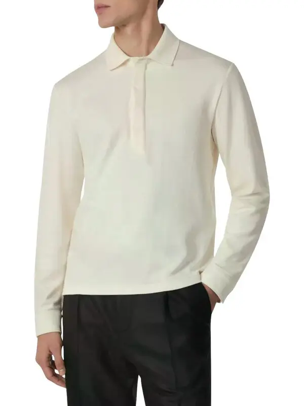 BRETT JOHNSON Long-sleeve Polo Shirt - Neutrals