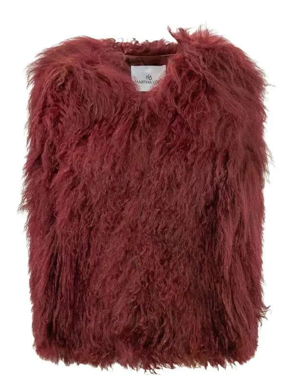 MARTHA LOUIS Mongolian Fur Gilet - Red