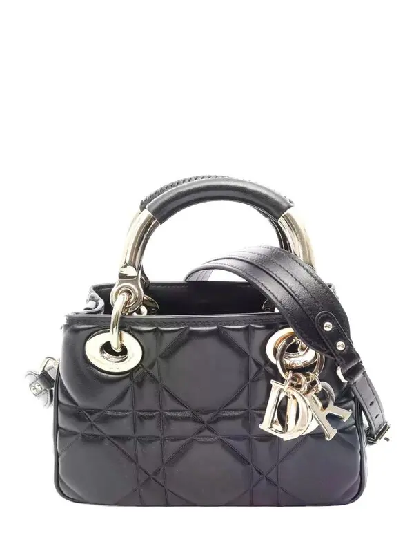 Dior Mini Embossed Calfskin Cannage Lady 95.22 Bag Satchel - Black