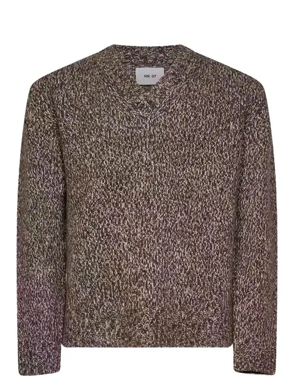 Nn07 Flint Marl-knit V-neck Sweater - Brown