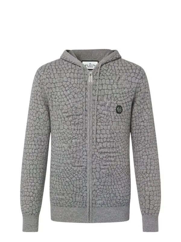 Philipp Plein Wool Cashmere Zip Hoodie - Grey