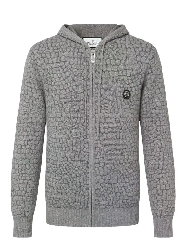 Philipp Plein Wool Cashmere Zip Hoodie - Grey