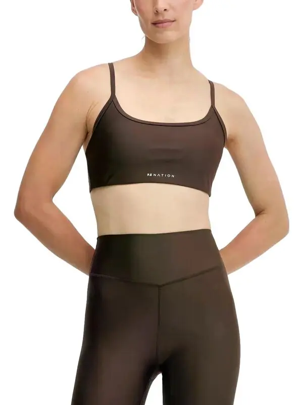 P.E Nation Fairmont Logo-print Racerback Sports Bra - Brown