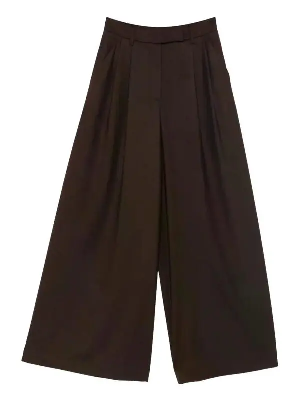 CO.GO Pleated Wide-leg Palazzo Pants - Brown