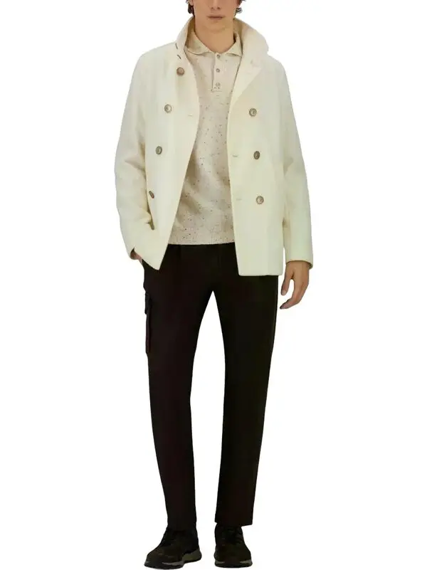 Herno Double-breasted Peacoat - White