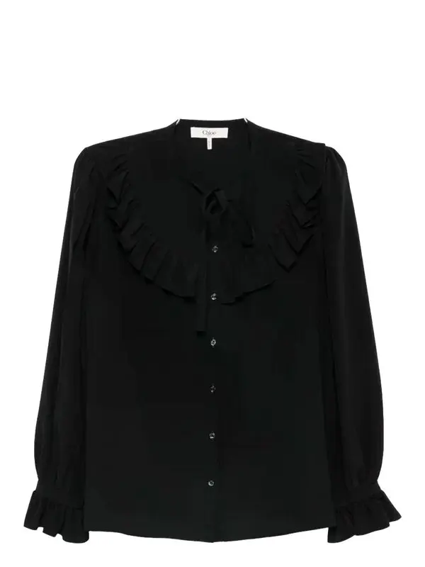 Chloé Ruffled Detail Blouse - Black