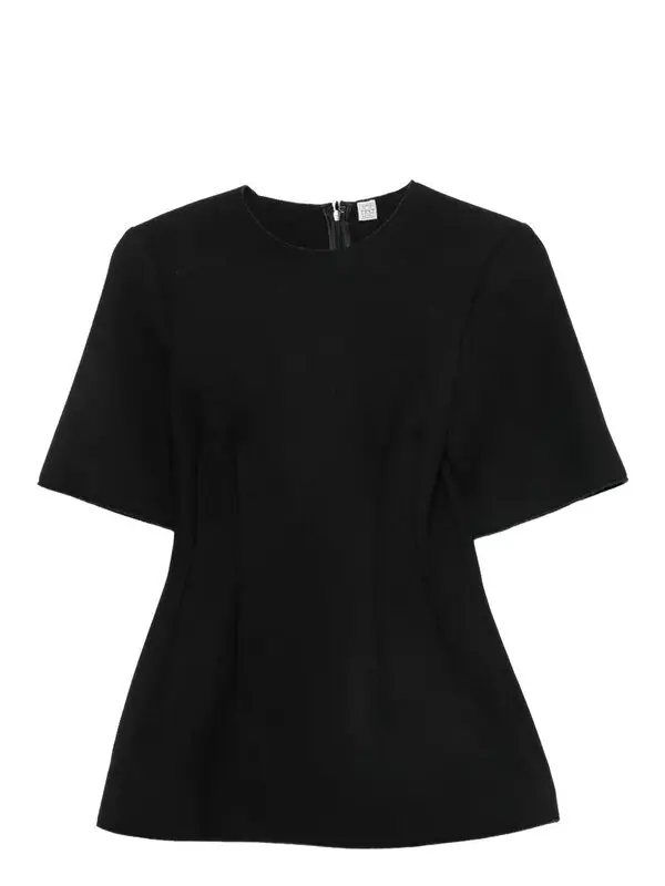 TOTEME Sculptural Short-sleeve Scuba Top - Black