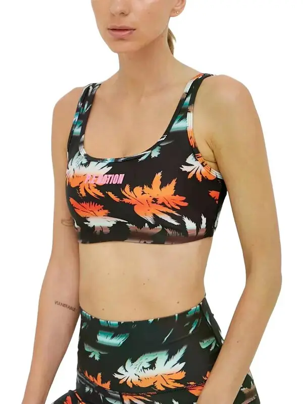 P.E Nation Oasis Palm-print Cutout-back Sports Bra - Black